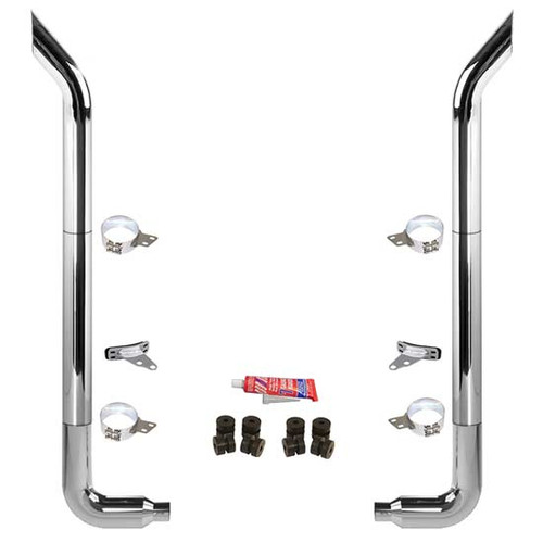 BESTfit 6-5 X 114 Inch Chrome Exhaust Kit W/ Bull Hauler Stacks & Long ...