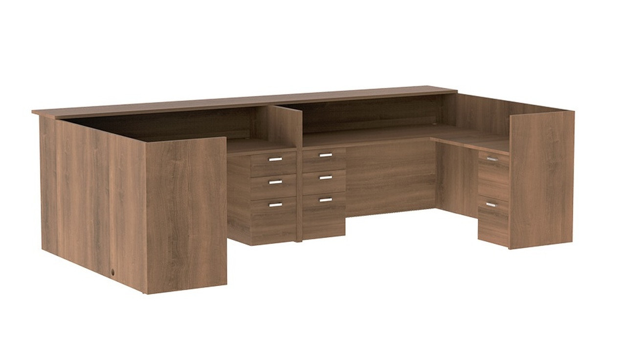 AM-Series U-Shape Reception Desk with Wood Counter - Neox Modern Furniture