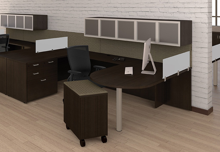 AM-Series Bullet Front U-Shape Executive Desk with Combo Storage File ...