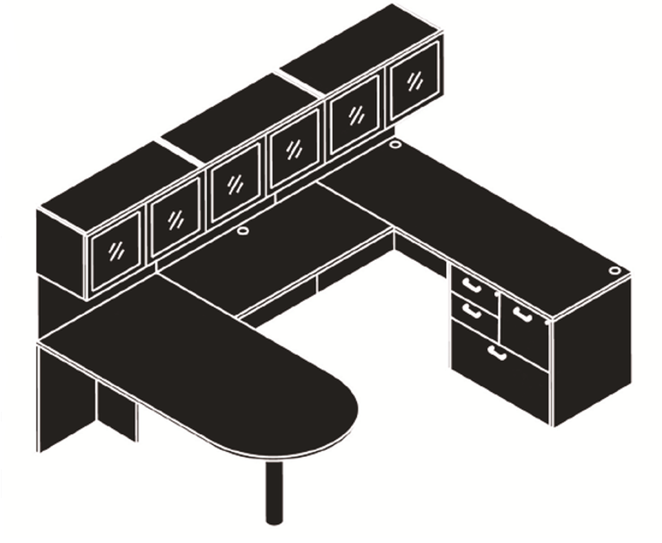 AM-Series Bullet Front U-Shape Executive Desk with Combo Storage File ...