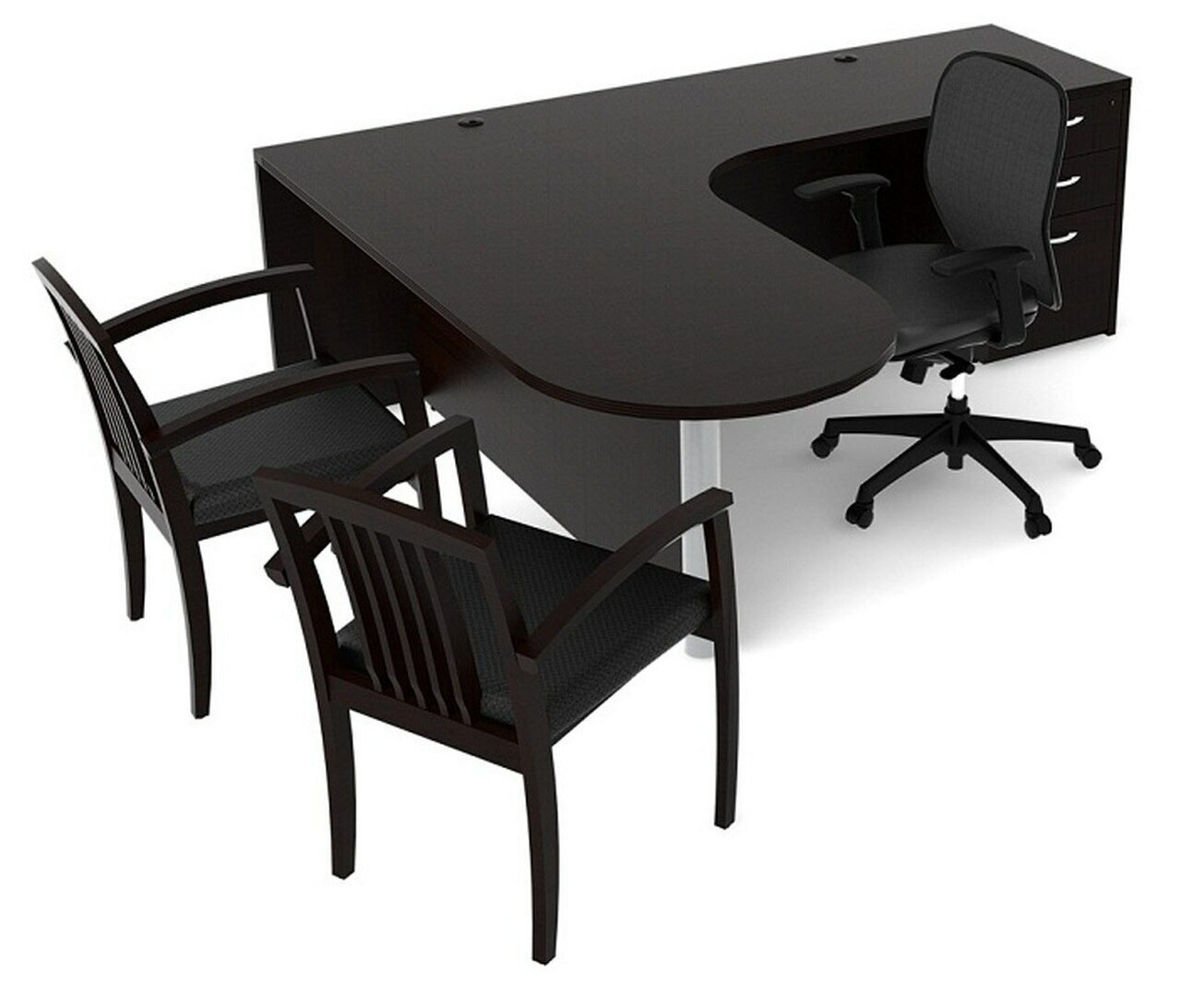 AM-Series Bullet Front Executive L-Shape Computer Corner Desk with ...