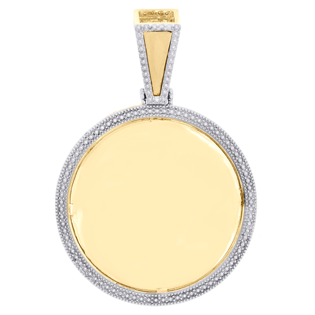 10K Yellow Gold Reversible Diamond Memory Picture Frame 1.90" Pendant 5 ...