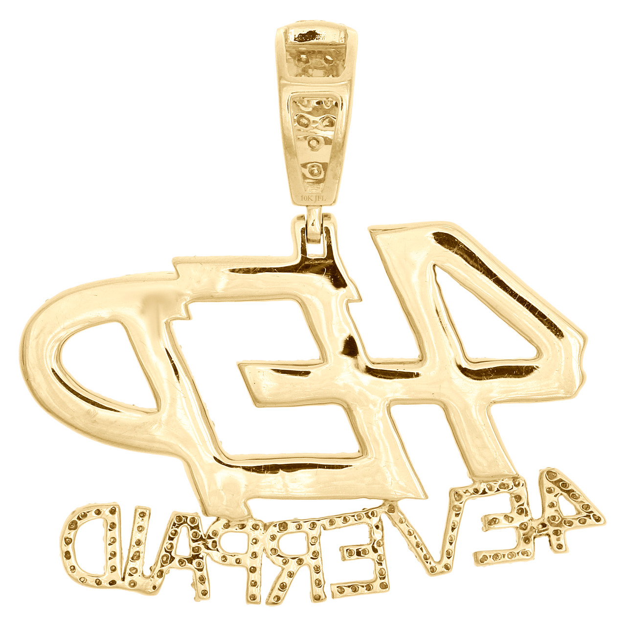 10K Yellow Gold Round Diamond 4 Ever Paid Statement Pendant 1.45" Charm ...