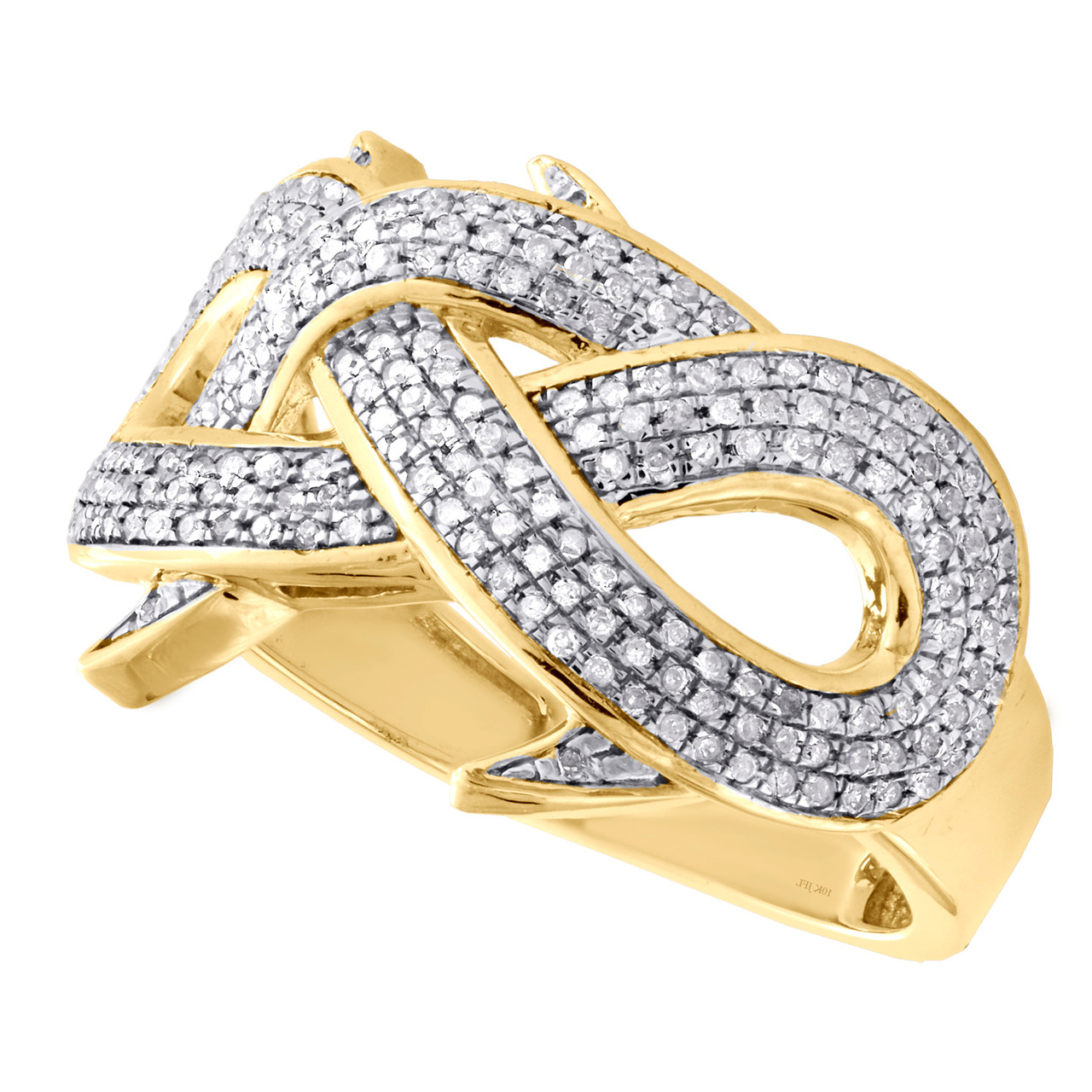 10K Yellow Gold Round Diamond Infinity Spike Thorn Band 17mm Pinky Ring ...