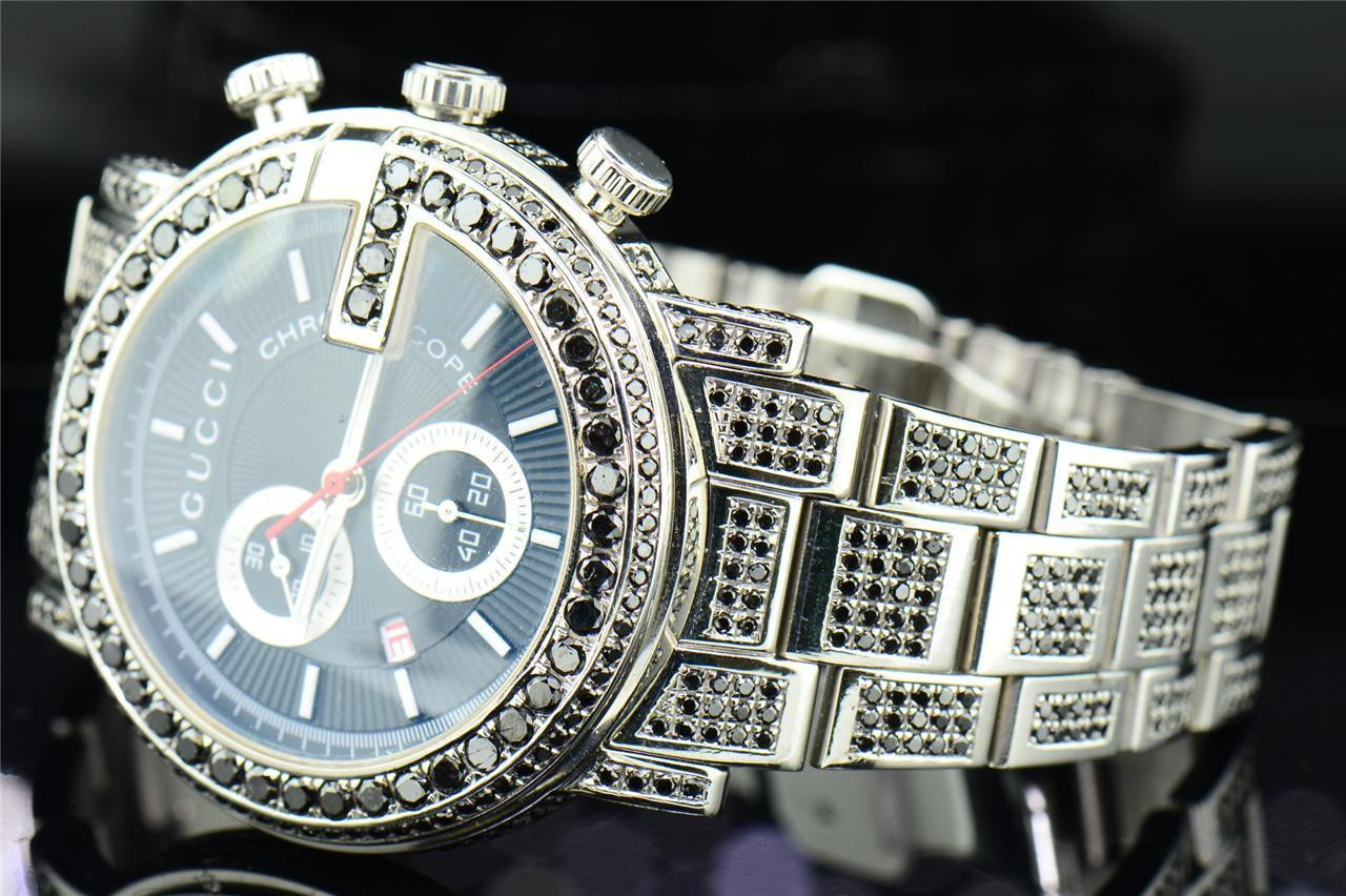 Diamond Gucci Ya101309 G-Watch 6 Ct. Customs Mens 101 G Steel 44mm Face ...