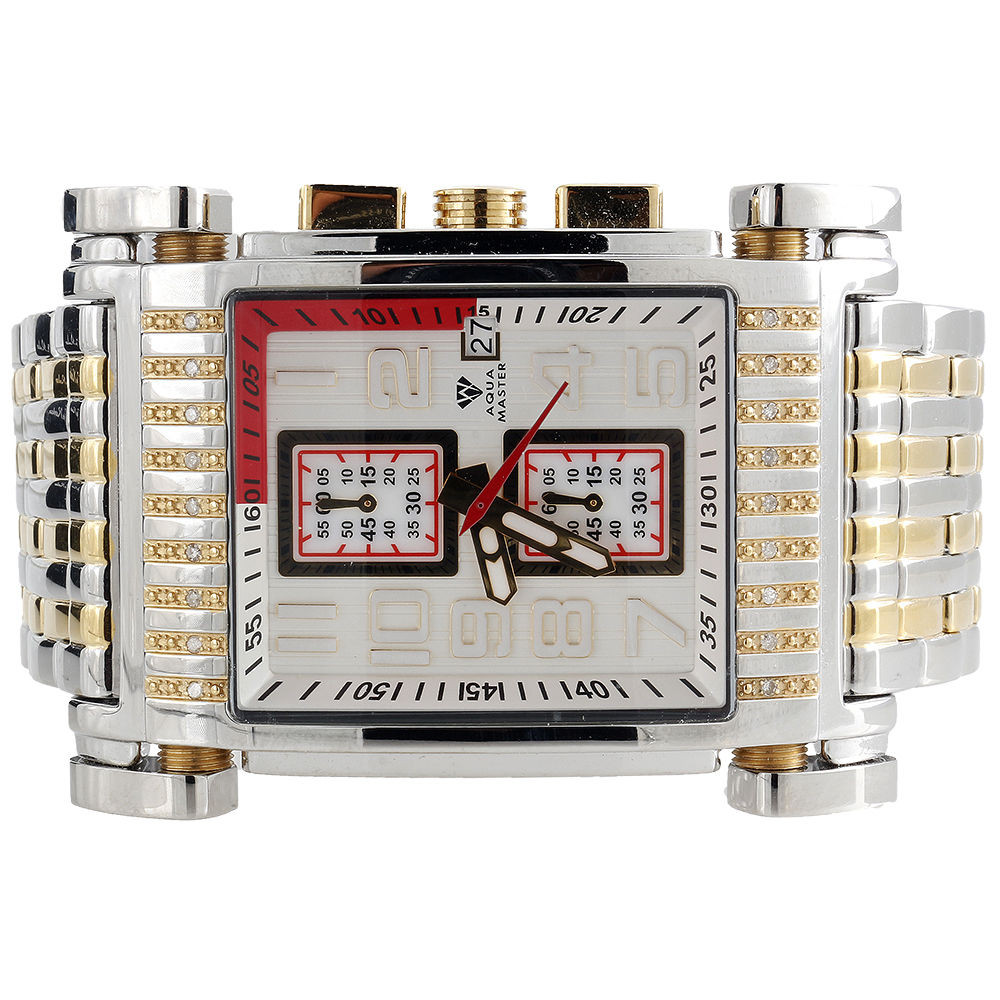 Mens Diamond Watch Aqua Master Jojo Jojino Joe Rodeo Two Tone W#330 1/4 ...
