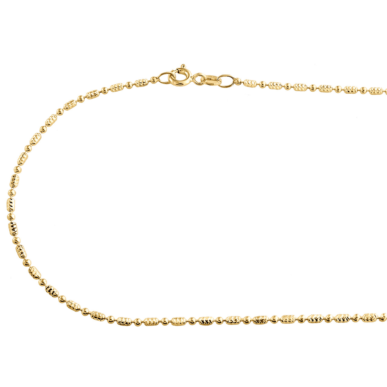 10K Yellow Gold 2mm Diamond Cut Typhoon Chain + Beaded Rice Necklace 16 ...