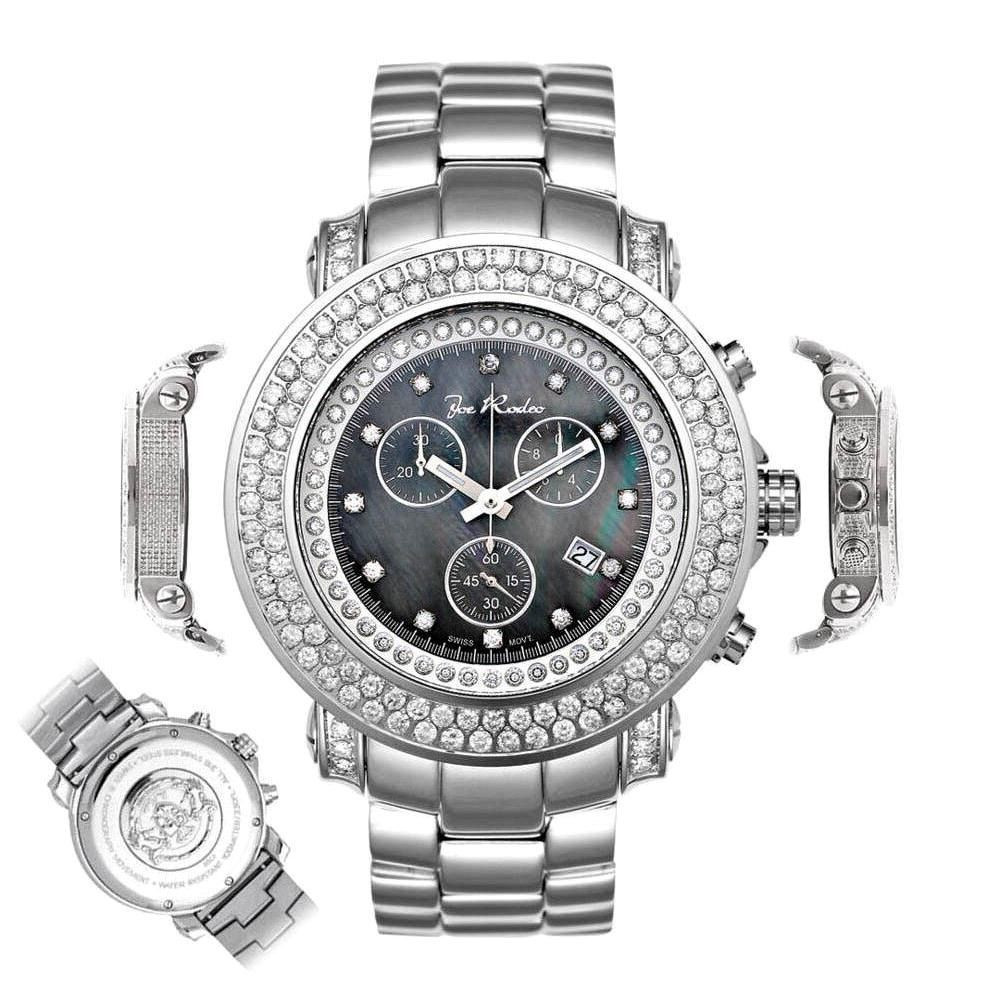 Men's Diamond Watch Joe Rodeo Junior JJU118 6.75 Ct Chronograph Black ...