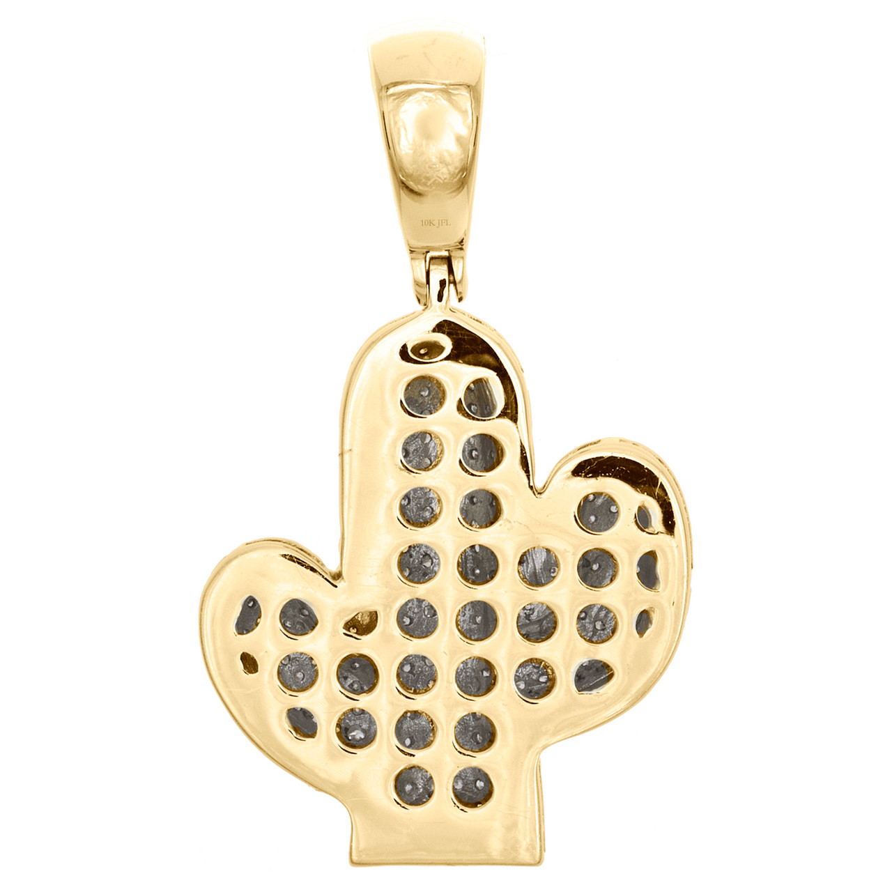 10K Yellow Gold Round Diamond Cactus Plant Statement Pendant 1.50 ...