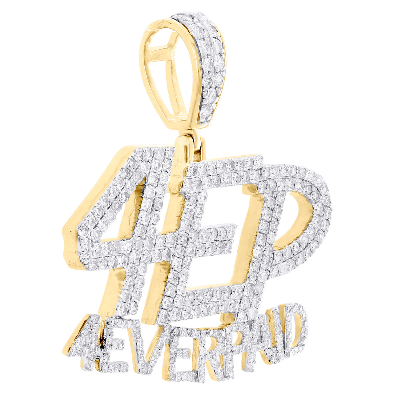 10K Yellow Gold Round Diamond 4 Ever Paid Statement Pendant 1.45" Charm ...