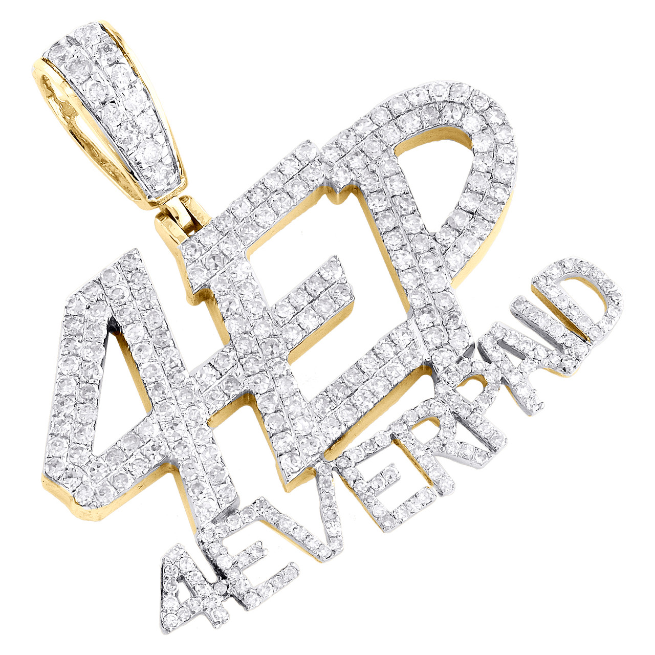 10K Yellow Gold Round Diamond 4 Ever Paid Statement Pendant 1.45" Charm ...