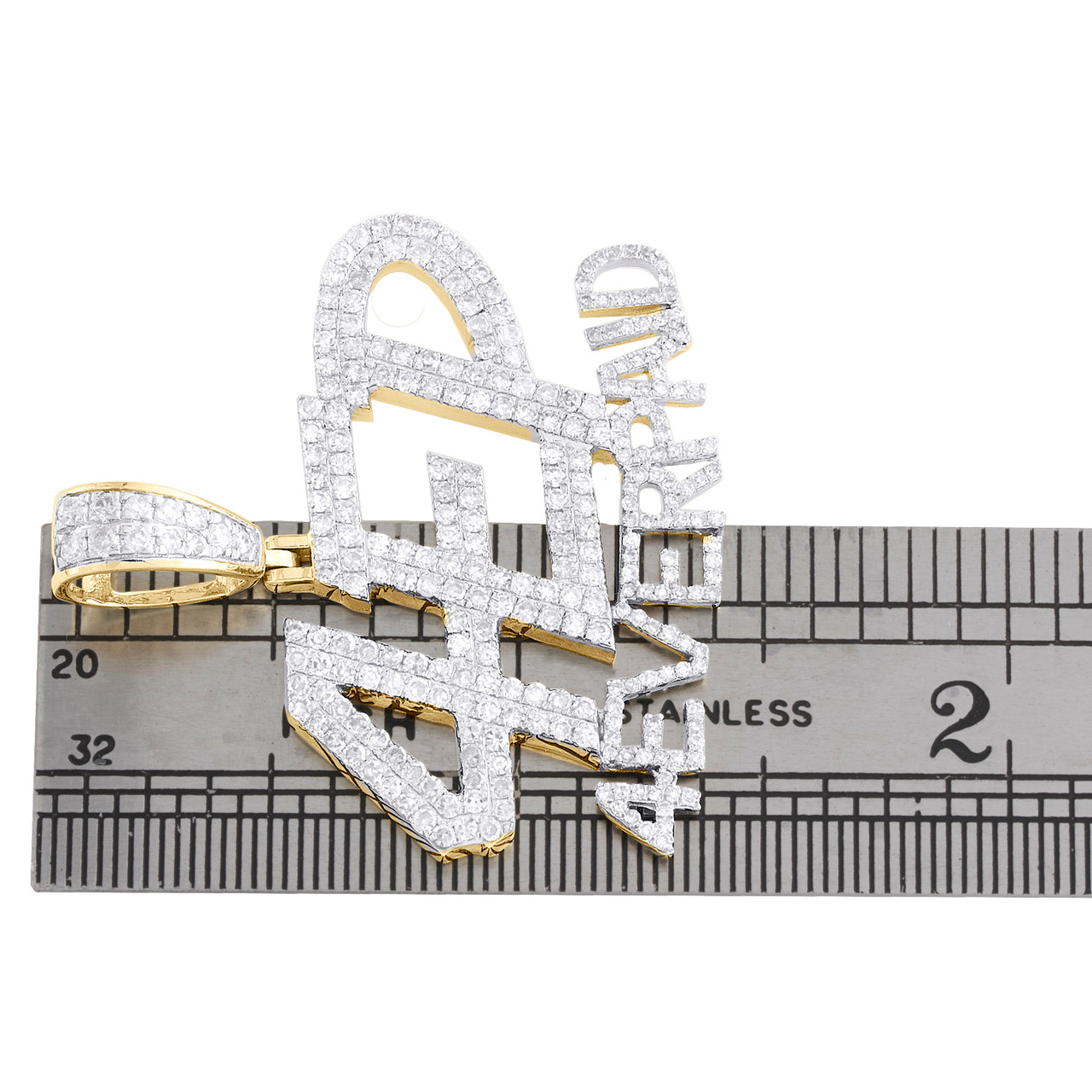 10K Yellow Gold Round Diamond 4 Ever Paid Statement Pendant 1.45" Charm ...