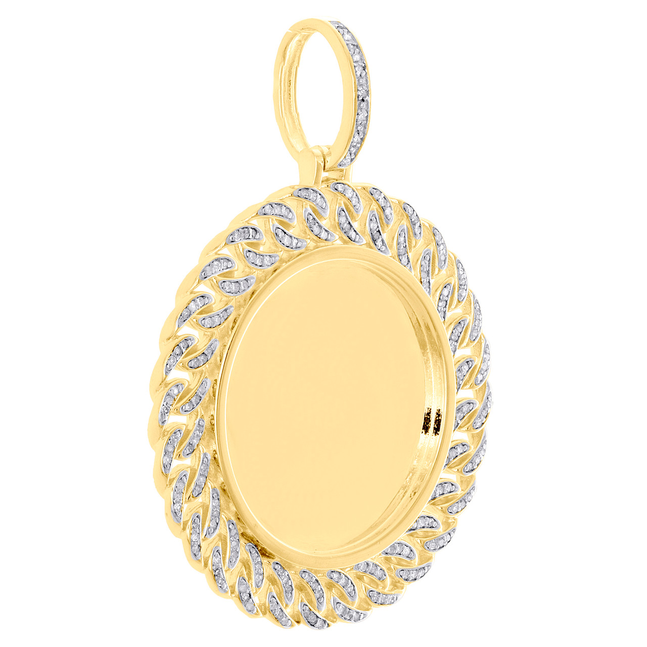 Sterling Silver Diamond Miami Cuban Memory Frame Picture 2.10" Pendant ...