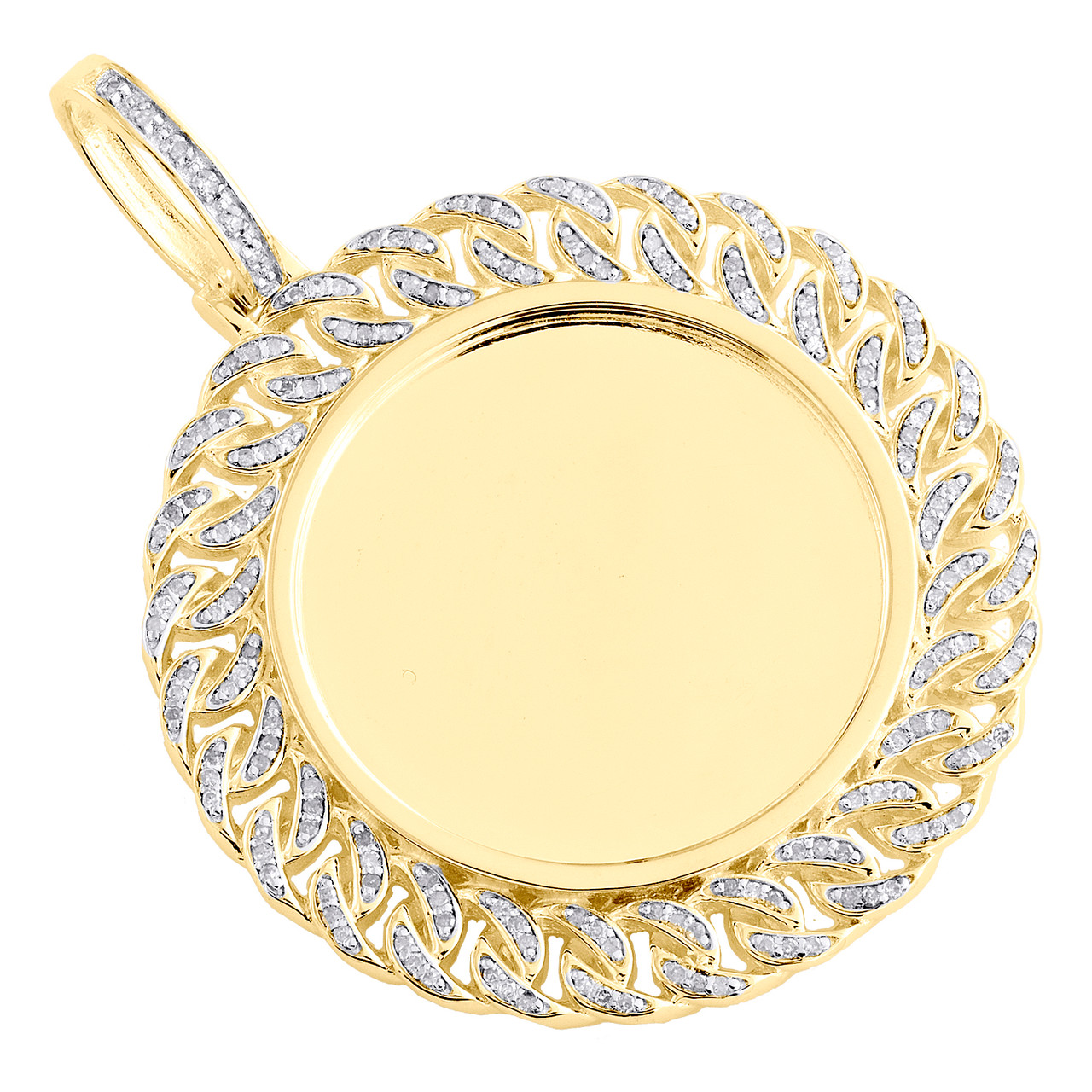 Sterling Silver Diamond Miami Cuban Memory Frame Picture 2.10" Pendant ...