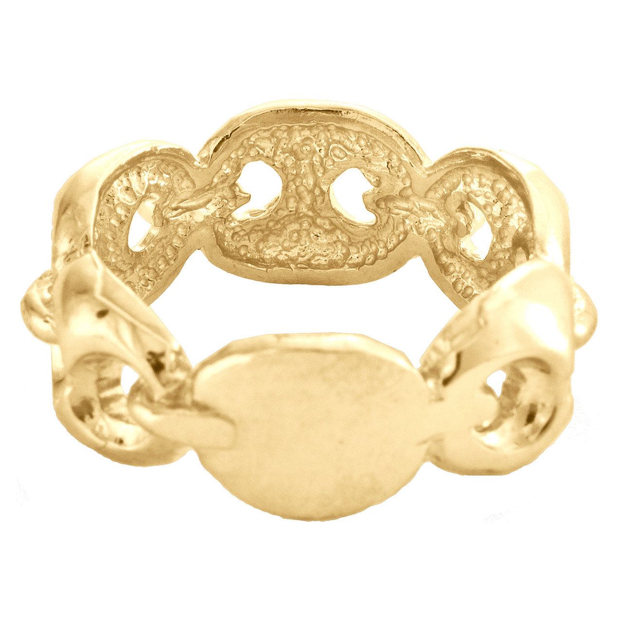 10K Yellow Gold High Polished Puff Gucci Link Statement Pinky Ring 9mm ...