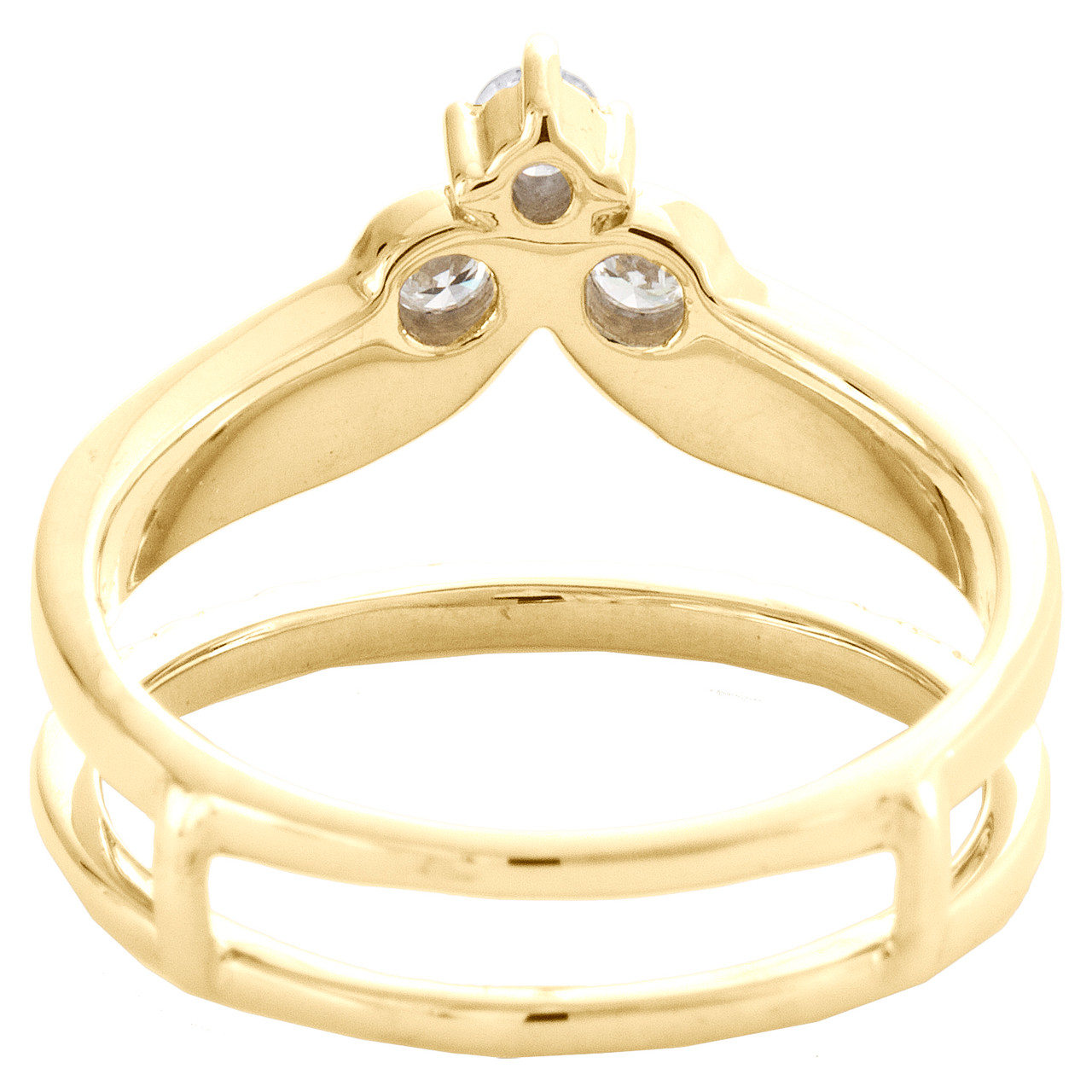 14K Yellow Gold Diamond Engagement Ring Enhancer Women's Crown Wrap 1/2 ...