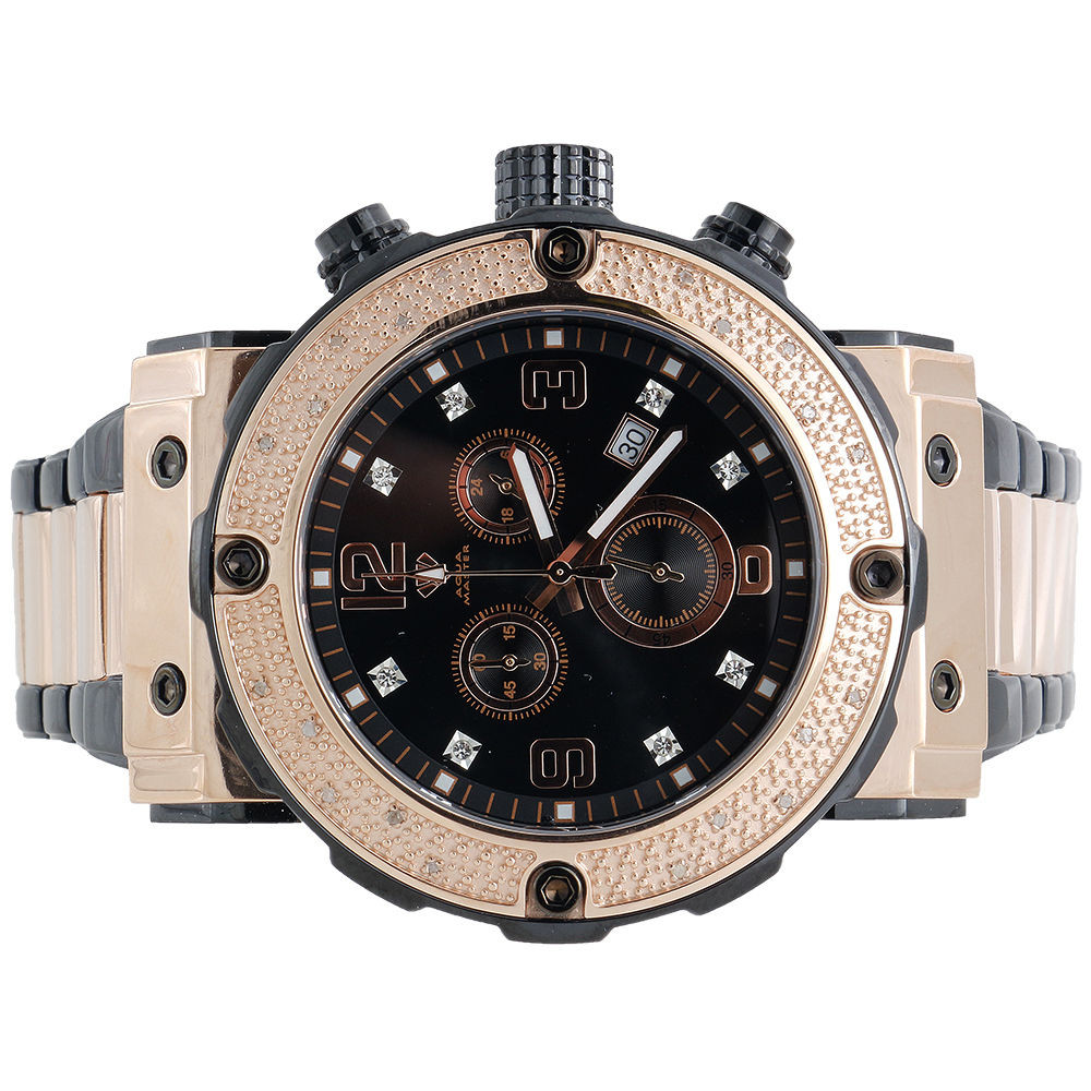 Men Diamond Watch Aqua Master Jojo Jojino Joe Rodeo Chronograph Black ...