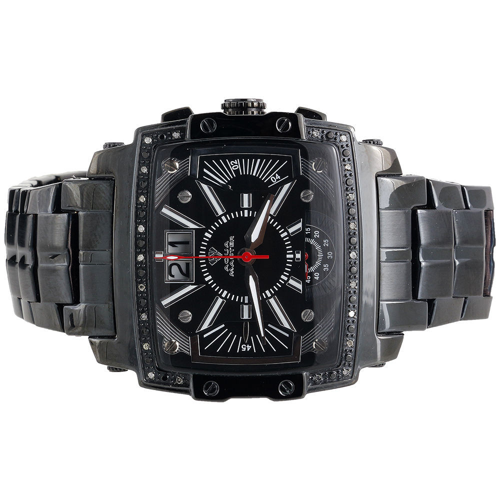 Mens Diamond Watch Aqua Master Jojo Jojino Joe Rodeo Black 0.24 Ctw. W ...