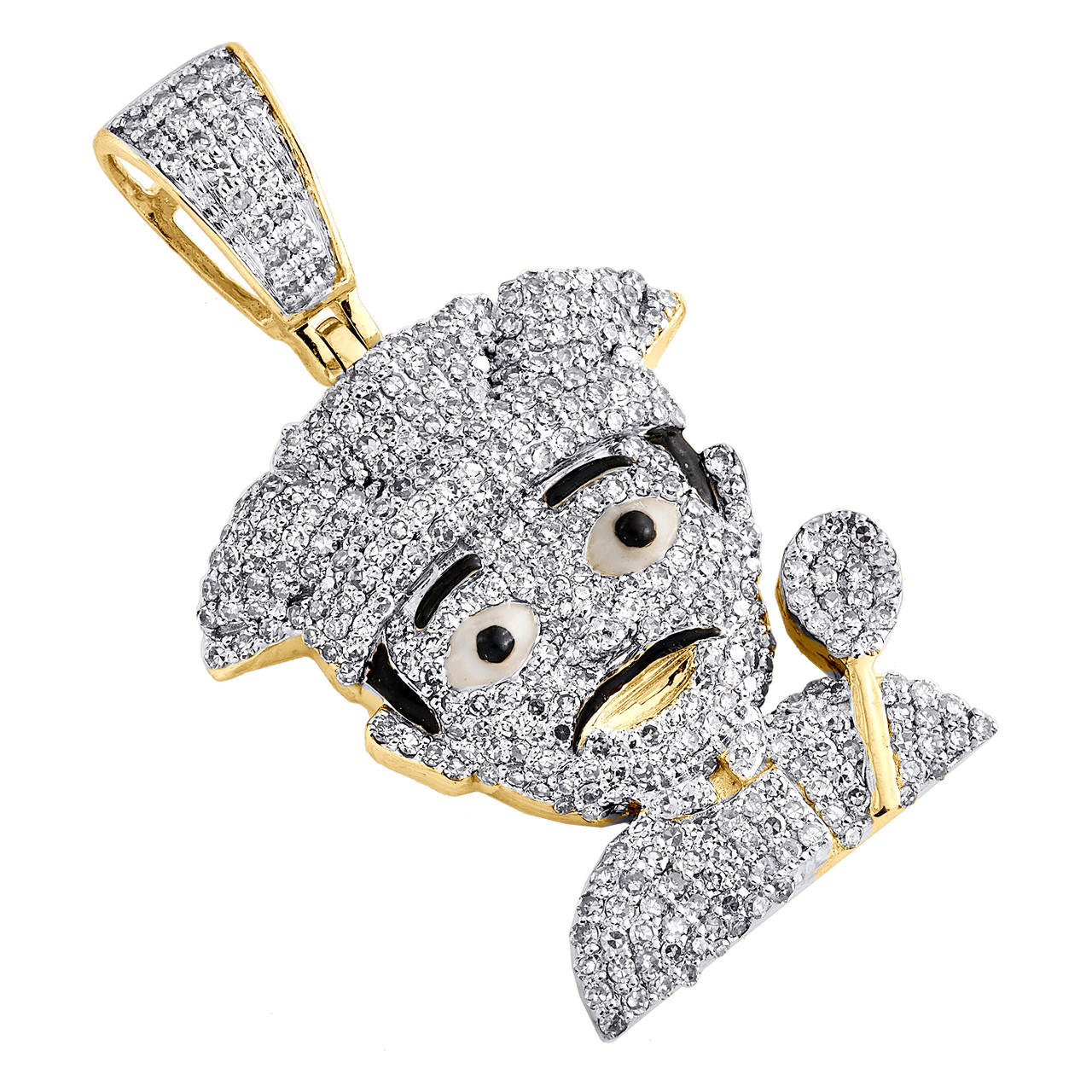 10K Yellow Gold Diamond Men's Iced Out Black Enamel Chef | Cook Pendant ...