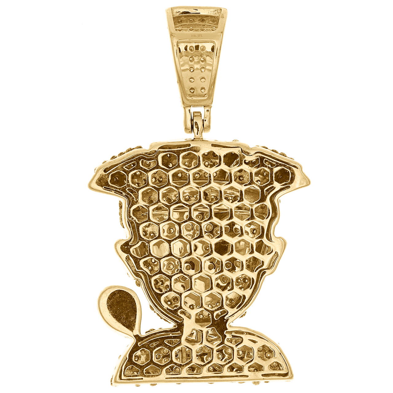 10K Yellow Gold Diamond Men's Iced Out Black Enamel Chef | Cook Pendant ...