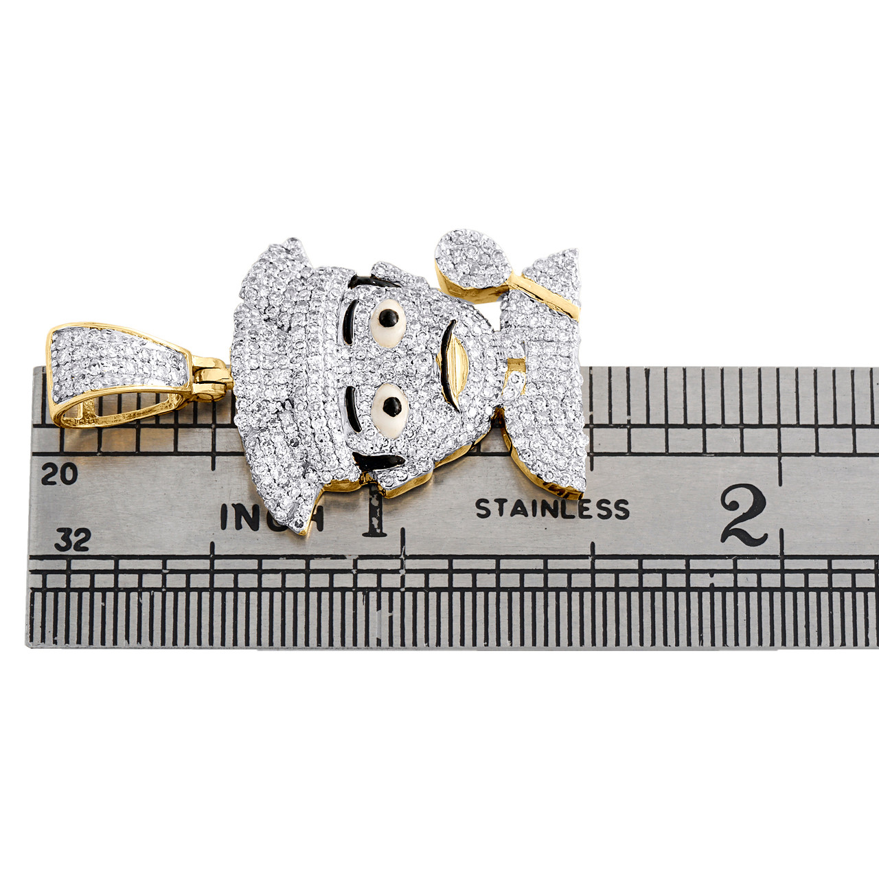 10K Yellow Gold Diamond Men's Iced Out Black Enamel Chef | Cook Pendant ...