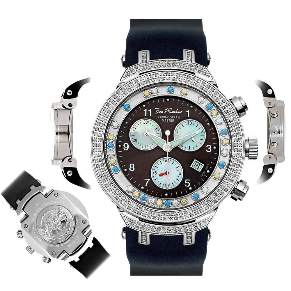 Men's Diamond Watch Joe Rodeo Master JJMS3(WYB) 2.20 Ct Chronograph ...
