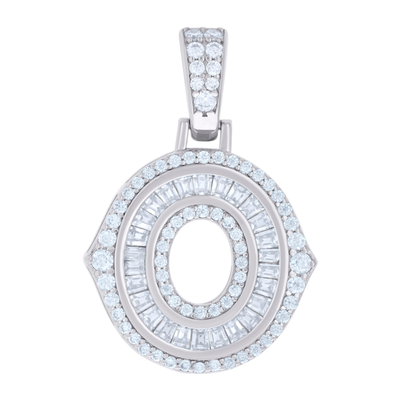 925 Sterling Silver Princess Moissanite Block Letter O Initial Pendant ...
