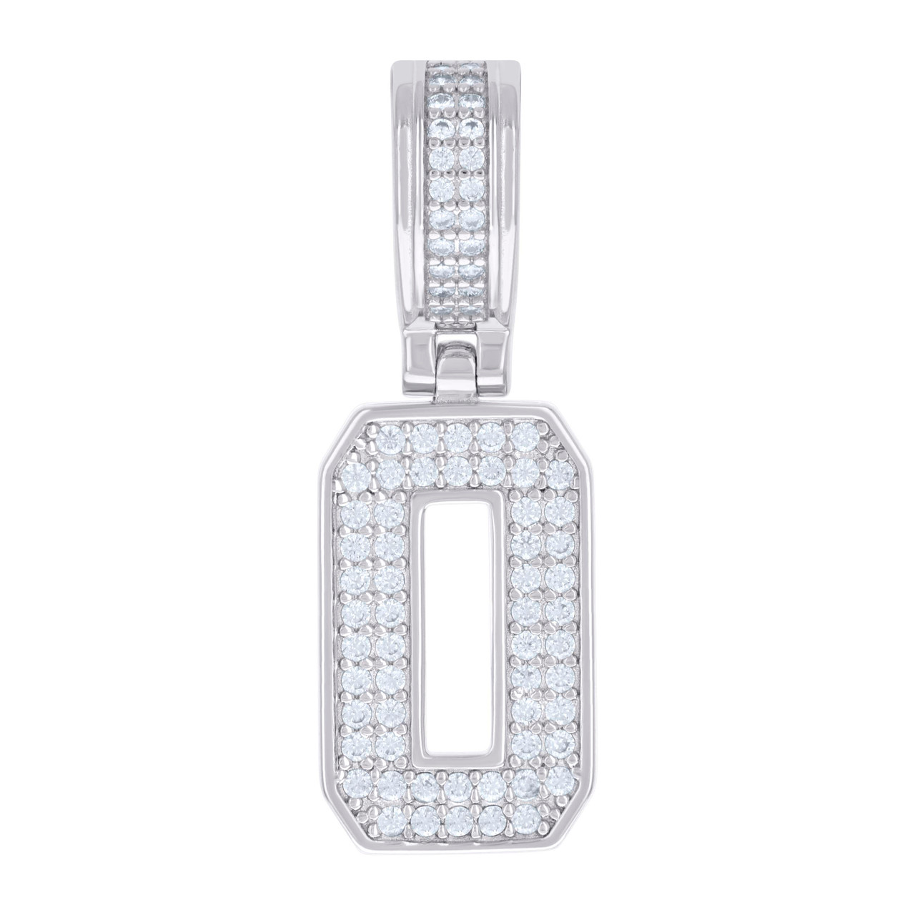 925 Sterling Silver Moissanite Block Letter Cluster O Initial Pendant 0 ...