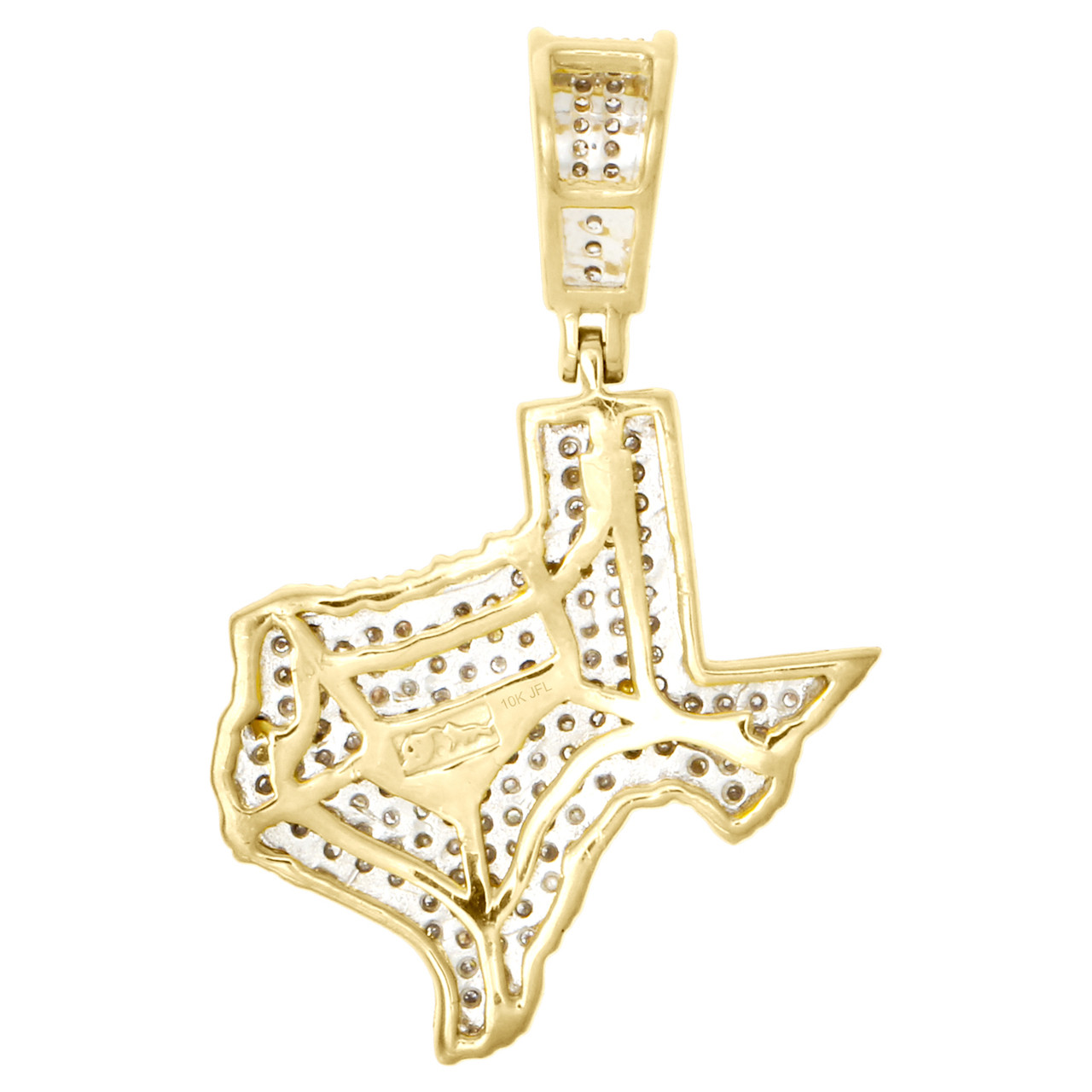 10K Yellow Gold Diamond Texas Map Pendant 1.30" The Lone Star State ...
