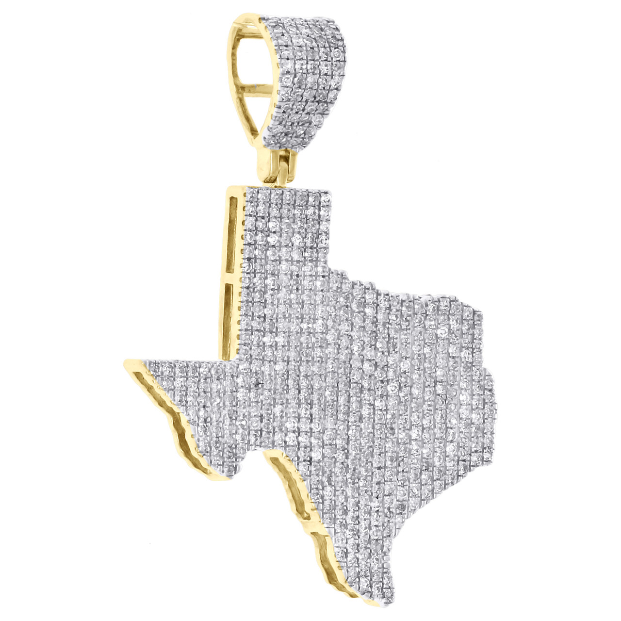 10K Yellow Gold Diamond Texas Map Pendant 1.5" The Lone Star State ...
