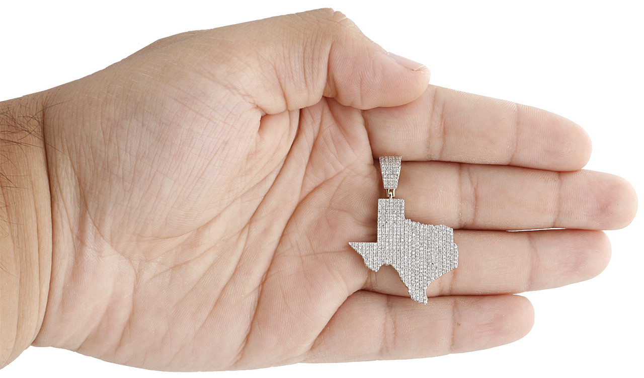 10K Yellow Gold Diamond Texas Map Pendant 1.5" The Lone Star State ...