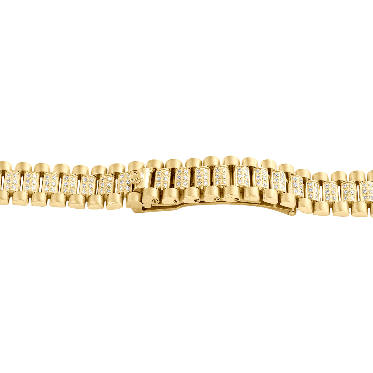 Ladies 18K Yellow Gold Diamond Watch Band for Rolex DateJust President ...