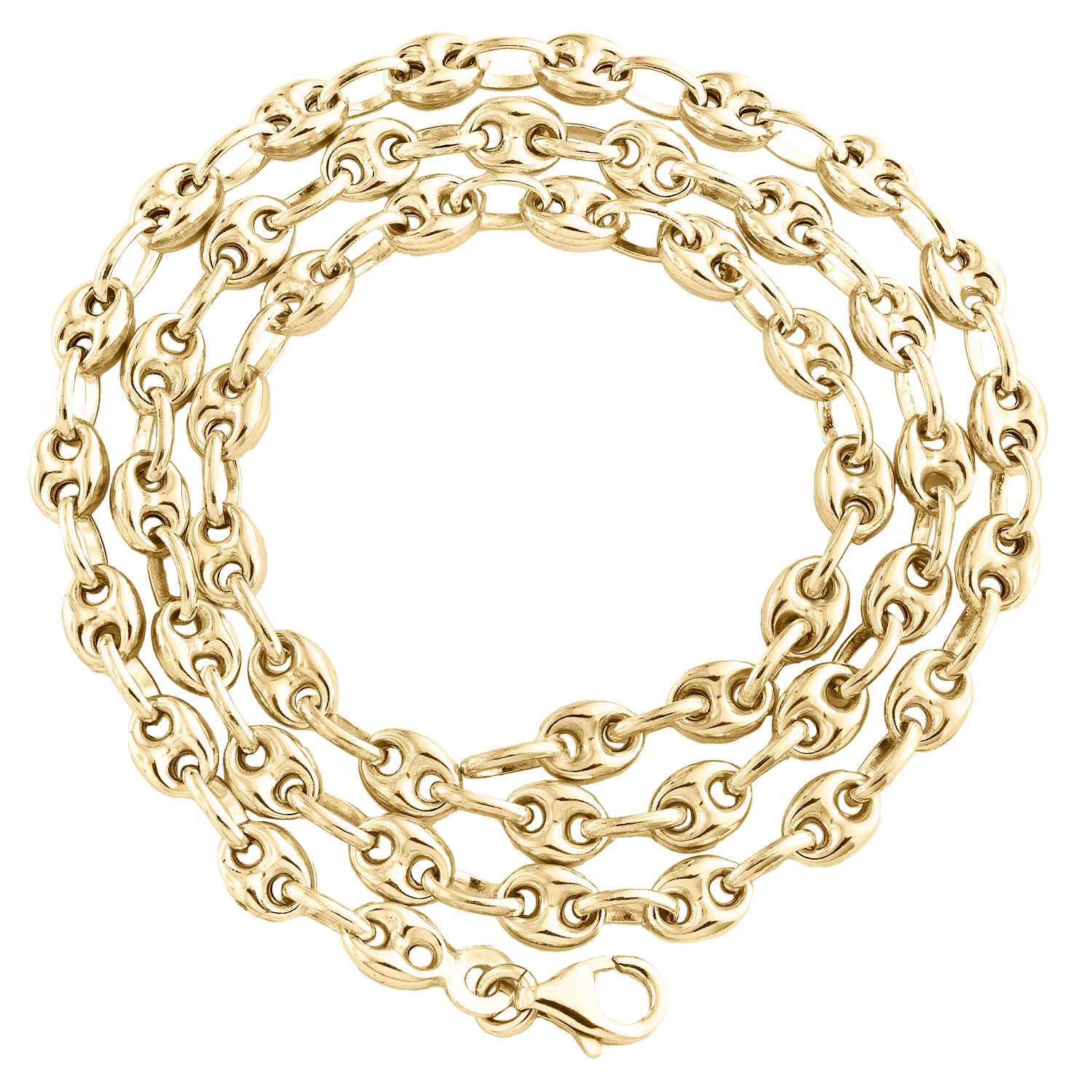 10K White Gold 3D Hollow Puff Gucci Link Chain 4mm Mariner Style ...