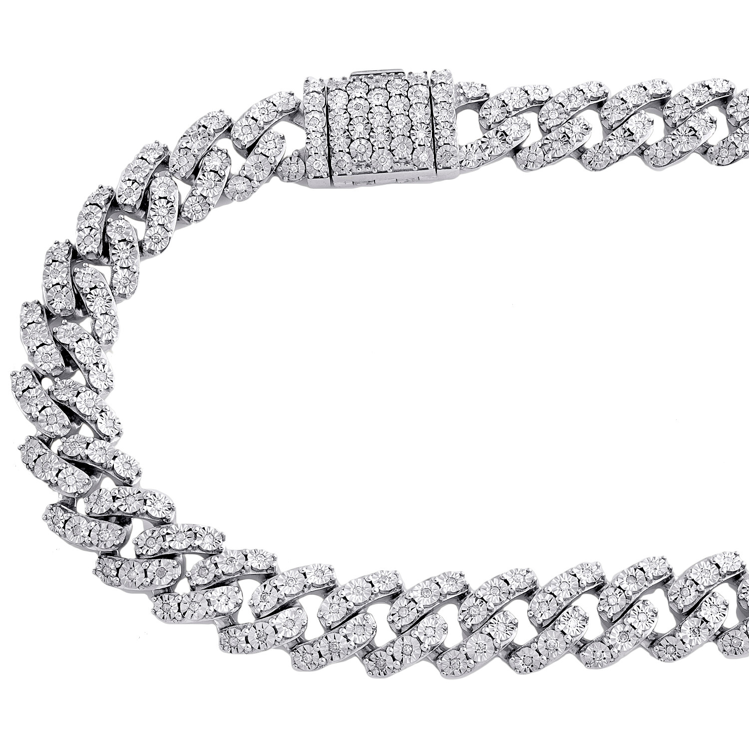 Sterling Silver Real Diamond 13mm Miami Cuban Link 22" Chain Necklace 3 ...