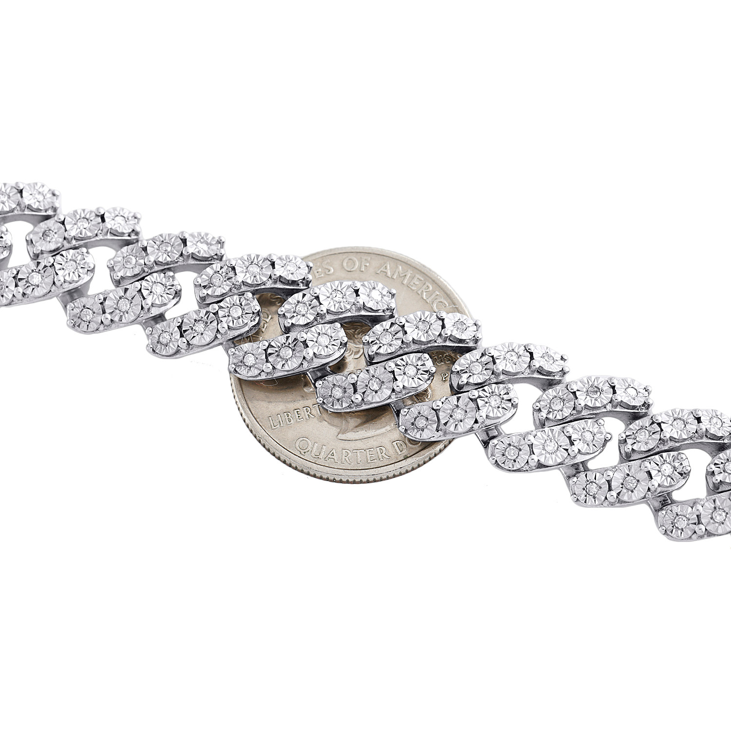 Sterling Silver Real Diamond 13mm Miami Cuban Link 22" Chain Necklace 3 ...