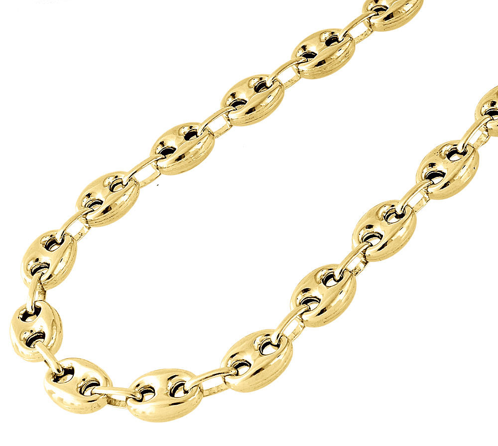 10K Two Tone Gold Oval Puff Gucci Anchor Link Chain 7mm Statement ...