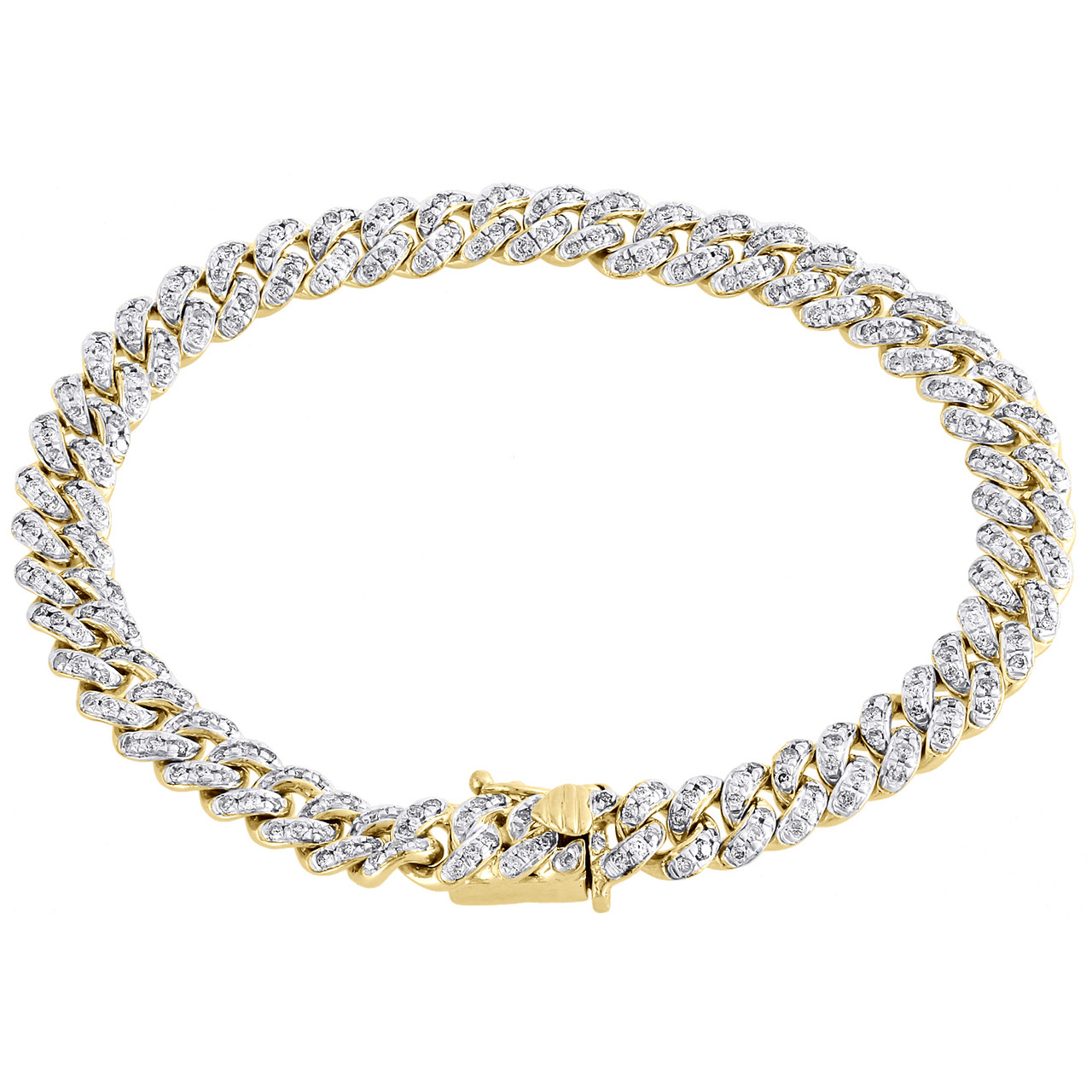 14K Yellow Gold Diamond 3D Puffed Miami Cuban Link 6.5mm Bracelet 7 ...