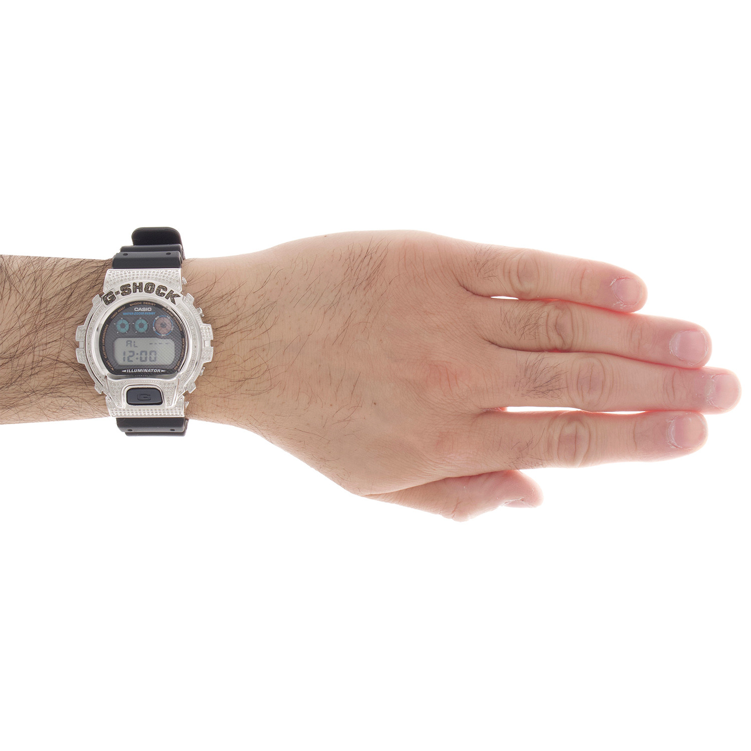 Casio G-Shock DW6900 Watch White Round Real Diamond Stainless Steel ...