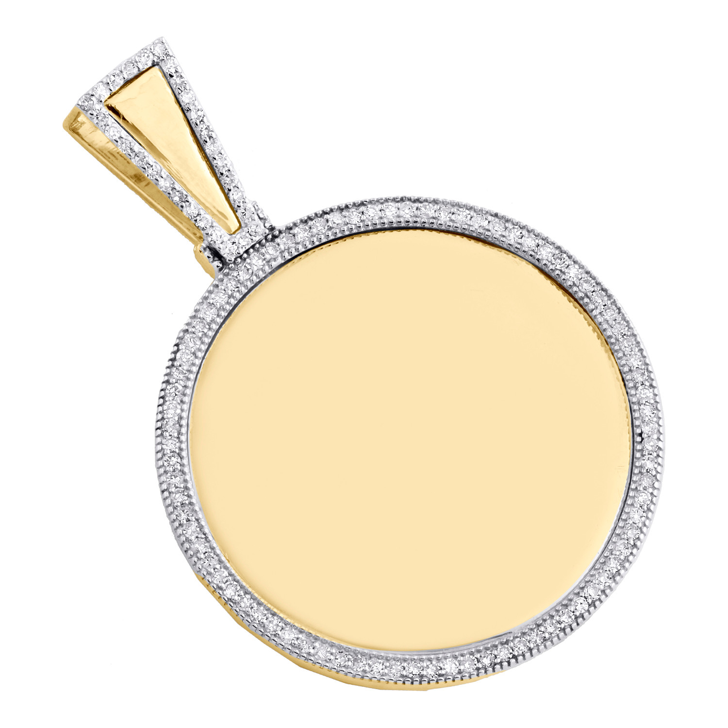 10K Yellow Gold Reversible Diamond Memory Picture Frame 1.90" Pendant 5 ...
