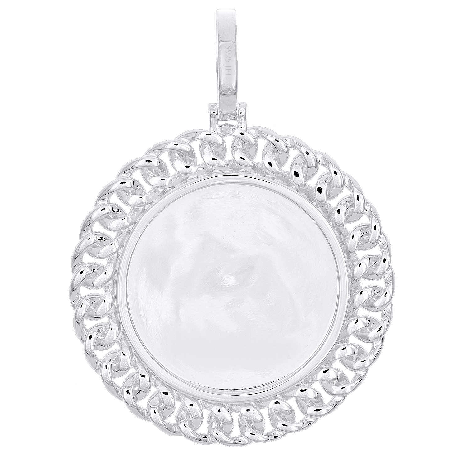 Sterling Silver Diamond Miami Cuban Memory Frame Picture 2.1" Pendant 1 ...