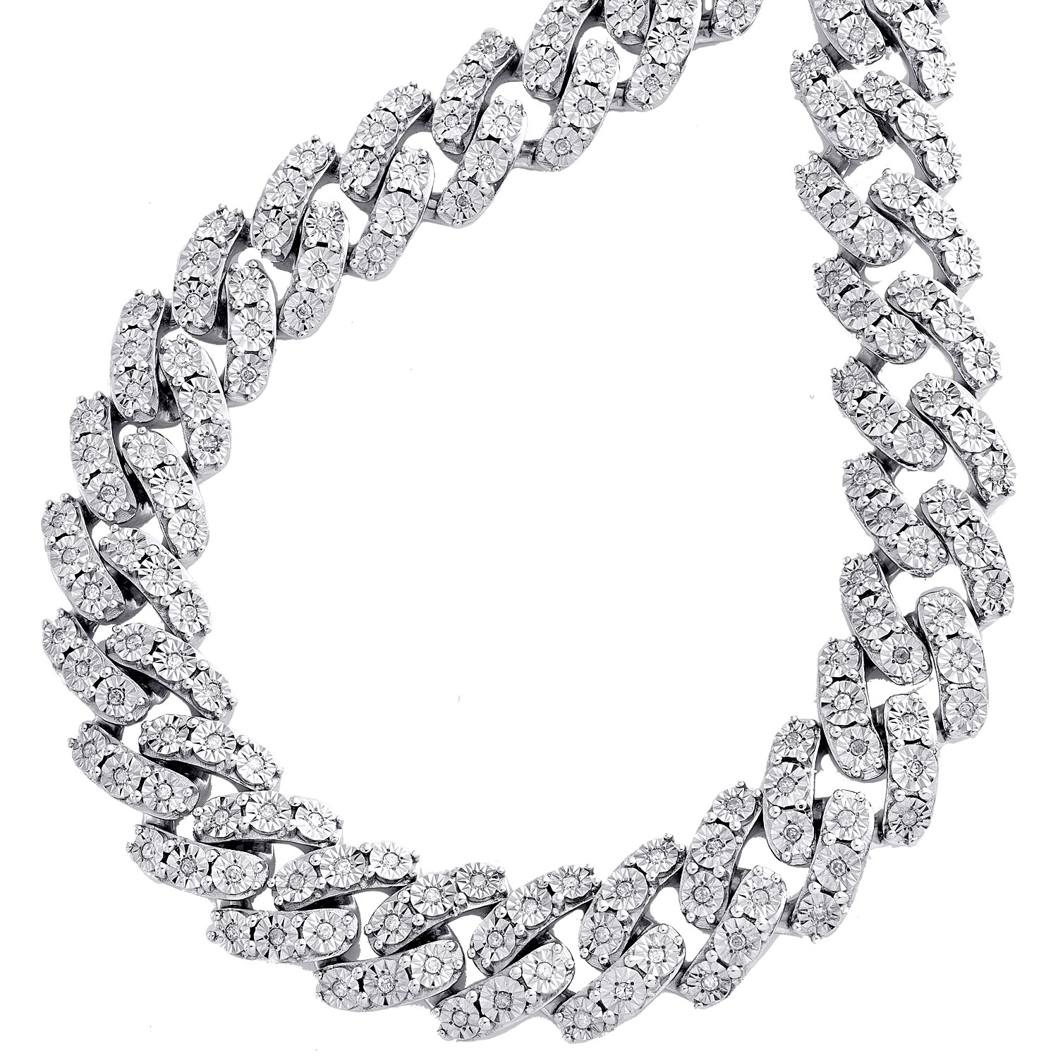 Sterling Silver Real Diamond 13mm Miami Cuban Link 22" Chain Necklace 3 ...