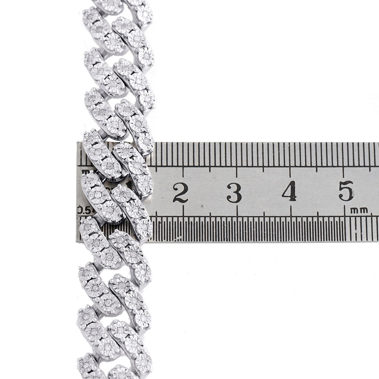 Sterling Silver Real Diamond 13mm Miami Cuban Link 22" Chain Necklace 3 ...