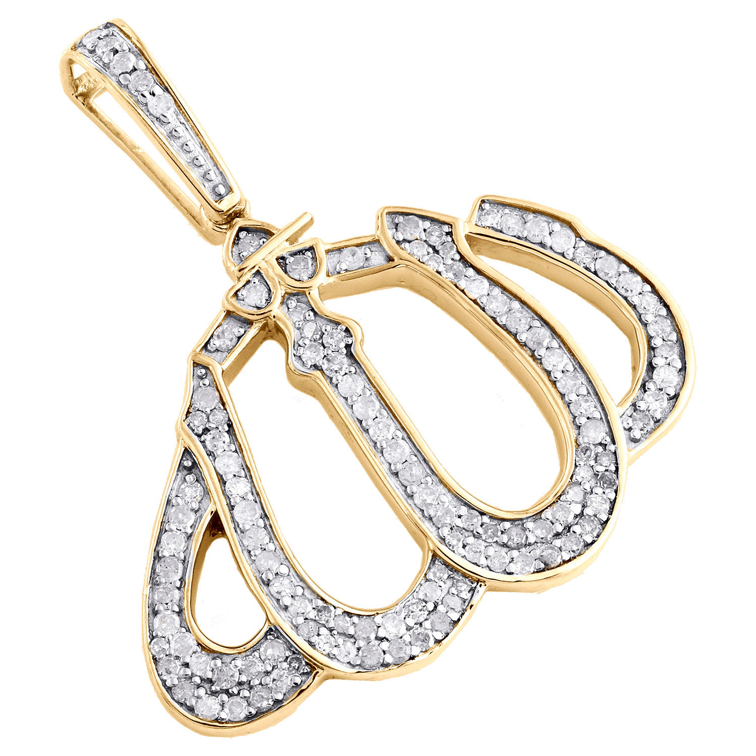 Custom Diamond Allah Arabic Islamic Pendant .925 Sterling Silver Charm ...