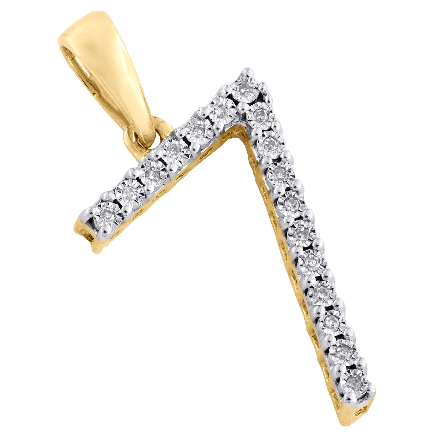 10K Yellow Gold Genuine Diamond Number # 7 SEVEN Pendant 1" Unisex ...