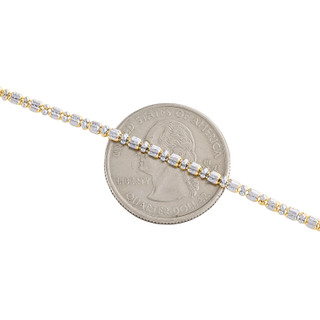 10K Yellow Gold Two Tone 2mm Diamond Cut Ice Chain Bead Necklace 16-24 ...