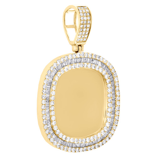 14K Yellow Gold Baguette Diamond Memory Frame Picture Pendant 2.10 ...