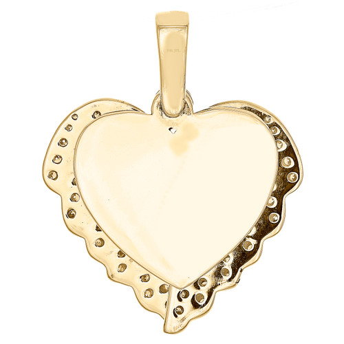 10K Yellow Gold Diamond Moveable Angel Wings Memory Frame Photo Pendant ...