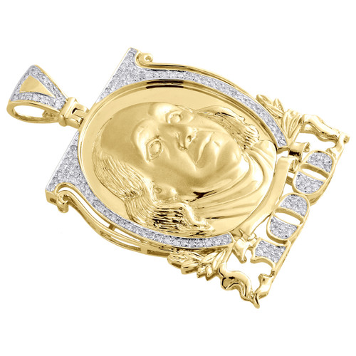 10K Yellow Gold Diamond $100 Dollar Benjamin Franklin Face 2" Pendant 0 ...