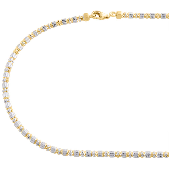 10K Yellow Gold Two Tone 2mm Diamond Cut Ice Chain Bead Necklace 16-24 ...