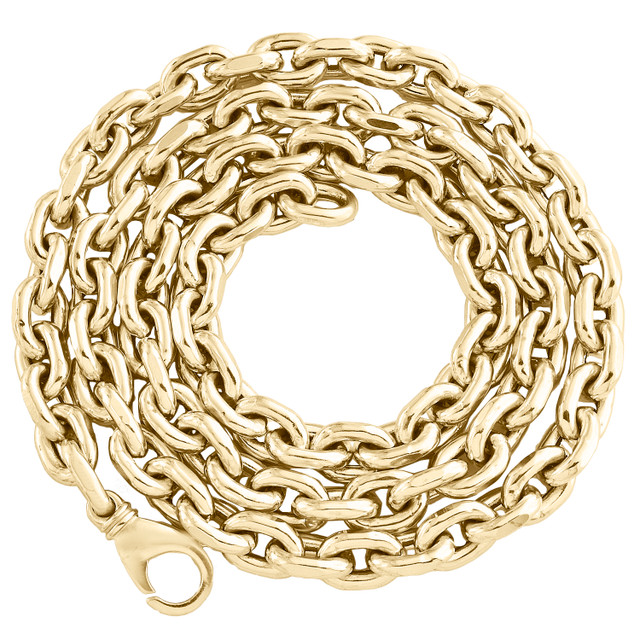 10K Yellow Gold 3D Turkish Rope Fancy Link 5.50mm Chain Statement ...